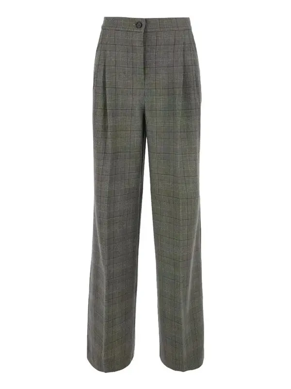 Pinko Check Pleated Trousers - Grey