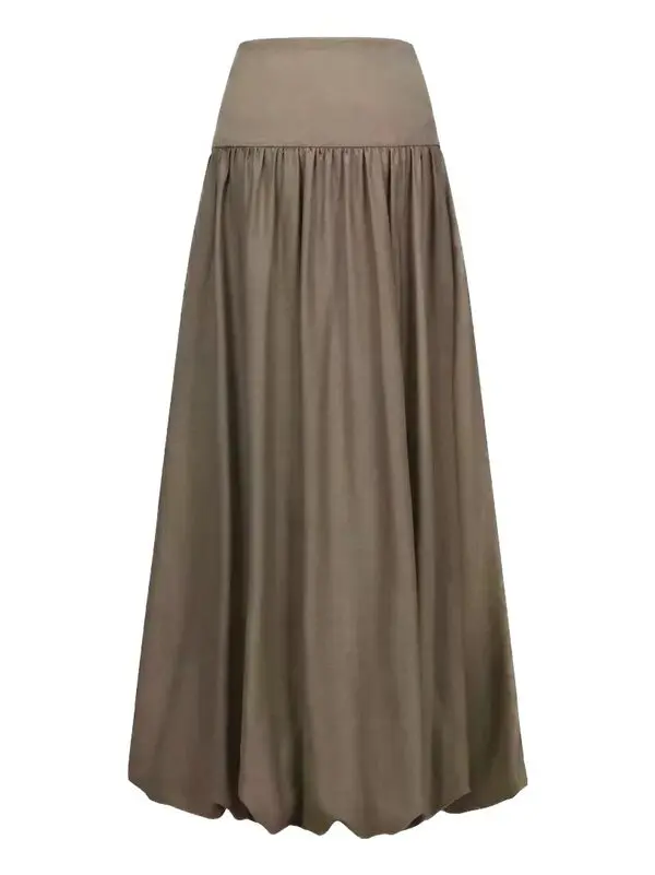 ELYWOOD Shirred Midi Skirt - Neutrals