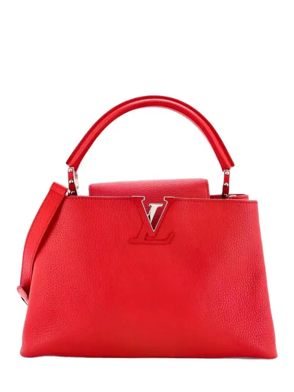 LOUIS VUITTON Capucines Leather Pm Satchel - Red