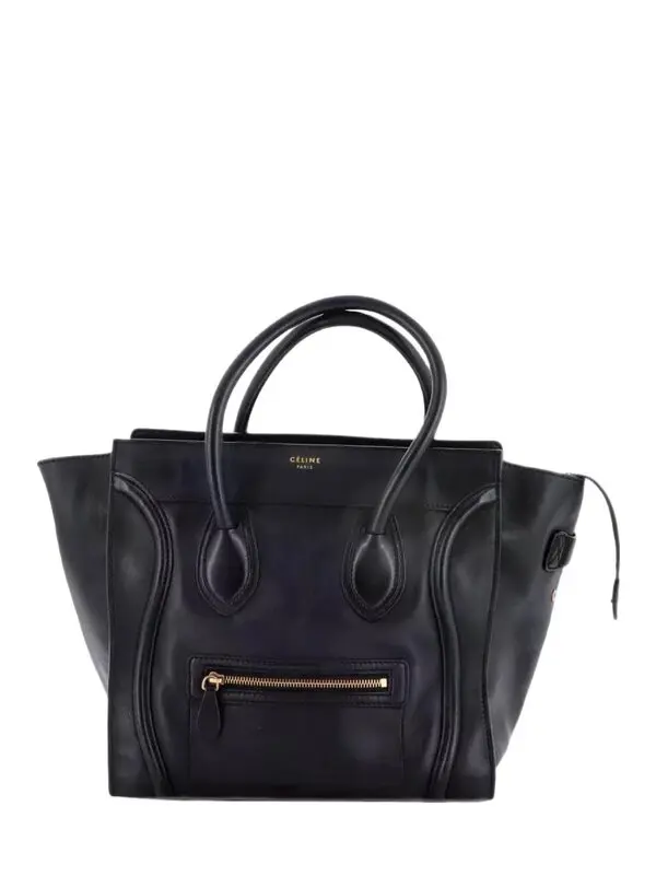 Celine Luggage Smooth Leather Mini Tote Bag - Black