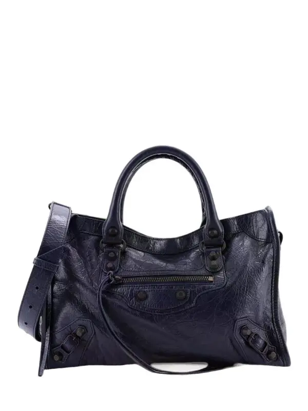 Balenciaga City Classic Studs Leather Small Satchel - Blue