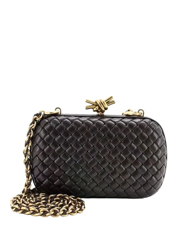 Bottega Veneta Box Knot Nm Intrecciato Nappa Clutch Bag - Brown