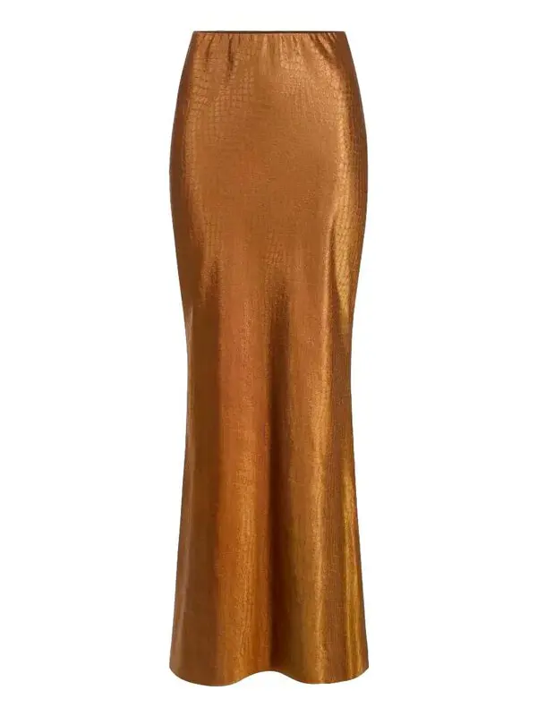 Elisabetta Franchi Satin Skirt With Scale-like Texture - Brown