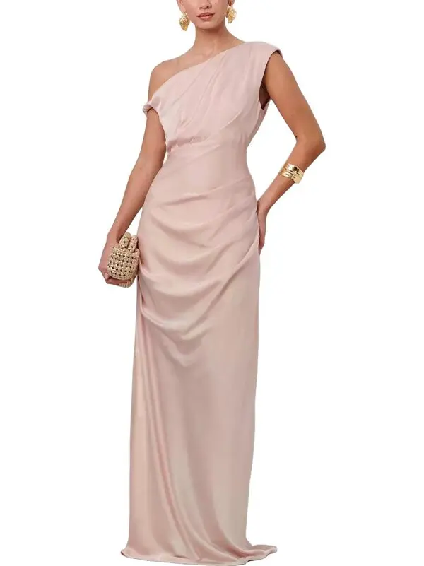 SAVEL Justina One-shoulder Draped Maxi Dress - Pink