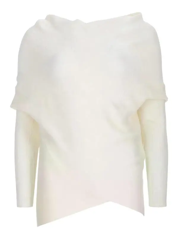 P.a.r.o.s.h Ribbed Knit Wrap Design Sweater - White