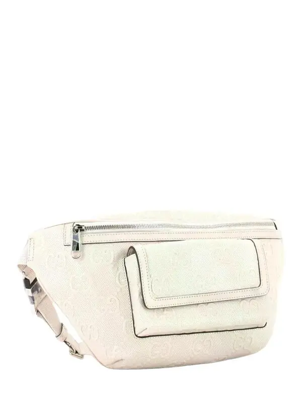 Gucci Gg Embossed Perforated Leather Belt Bag - White