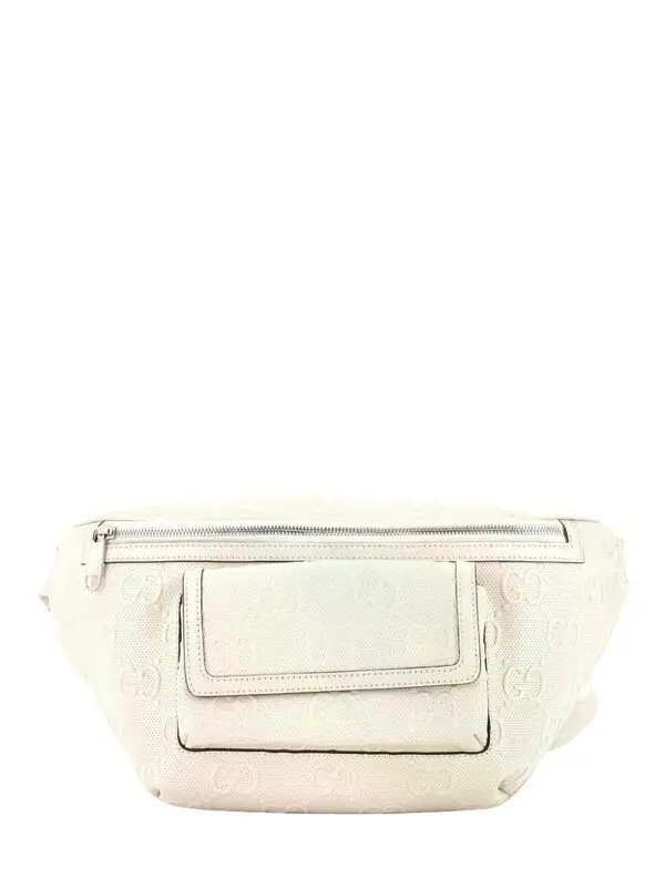 Gucci Gg Embossed Perforated Leather Belt Bag - White