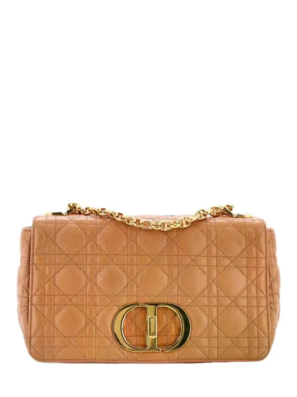Dior Caro Bag Cannage Quilt Calfskin Medium Crossbody Bag - Brown