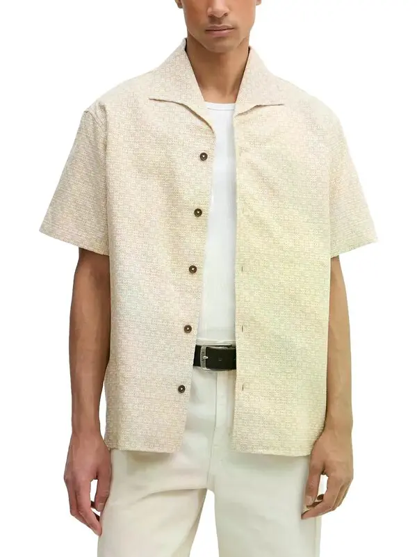 Drole De Monsieur Geometric-pattern Camp-collar Shirt - Neutrals