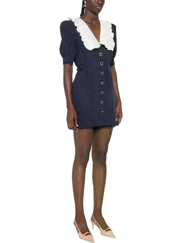 Alessandra Rich Star-jacquard Mini Dress - Blue