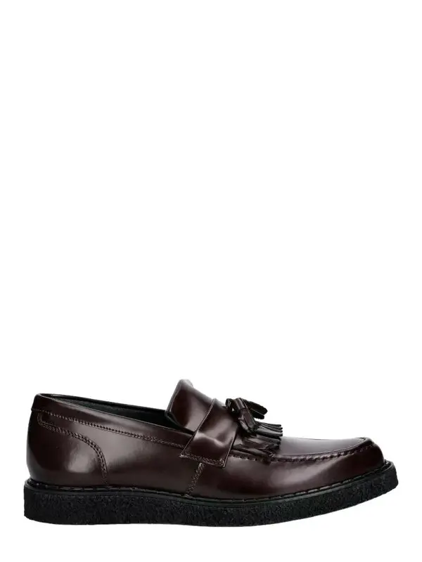 Fred Perry Burgundy Leather Tassel Detail Loafers - Red