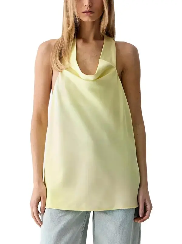GESTUZ Cowl Neck Halterneck Blouse - Yellow