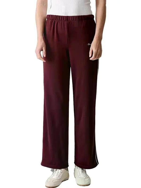 SPORTY & RICH Logo Embroidered Side Stripe Track Pants - Red