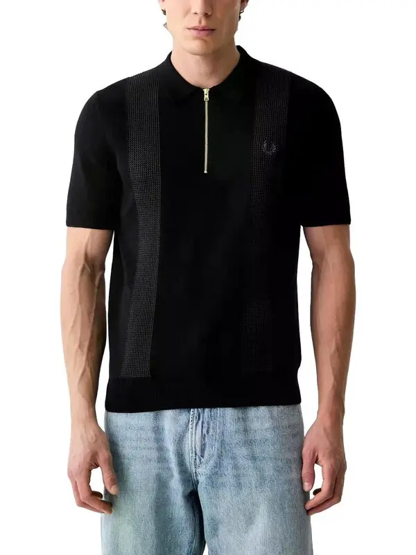 Fred Perry Zip-fastening Polo Shirt - Black