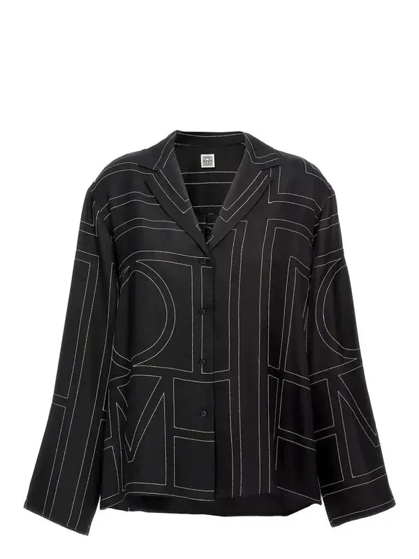 TOTEME Silk Shirt With Embroidered Detailing - Black