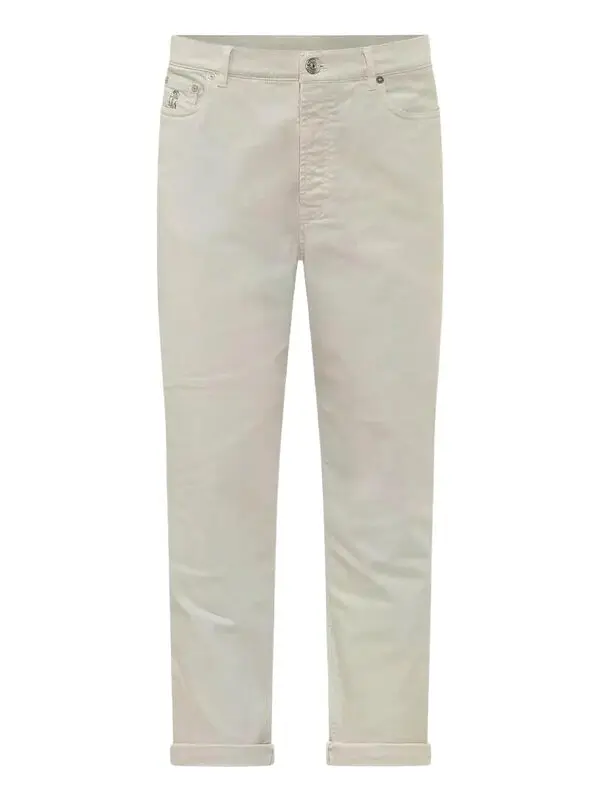 Brunello Cucinelli Logo Patch Trousers - Neutrals