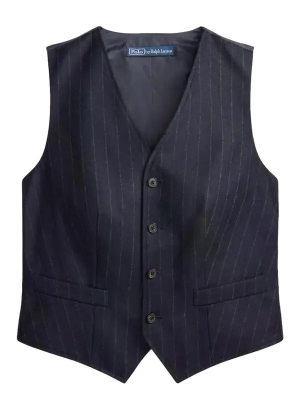 Polo Ralph Lauren Pinstripe V-neck Sleeveless Gilet - Blue
