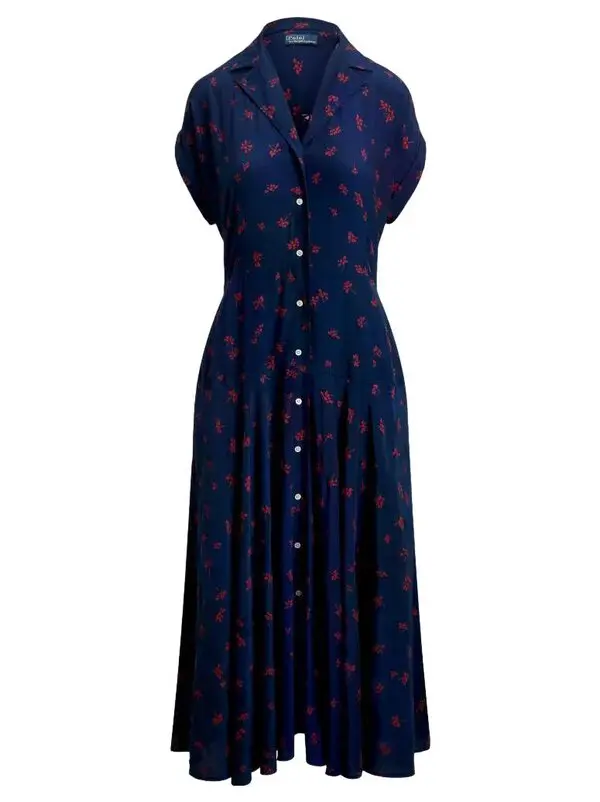 Polo Ralph Lauren Dakota Floral Print Midi Dress - Blue