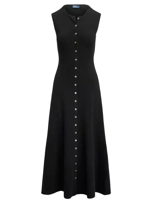 Polo Ralph Lauren Sleeveless Buttoned Midi Dress - Black