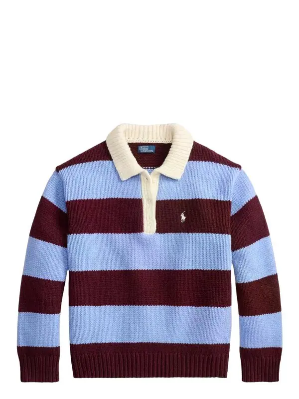 Polo Ralph Lauren Striped Rugby Polo Sweater - Red