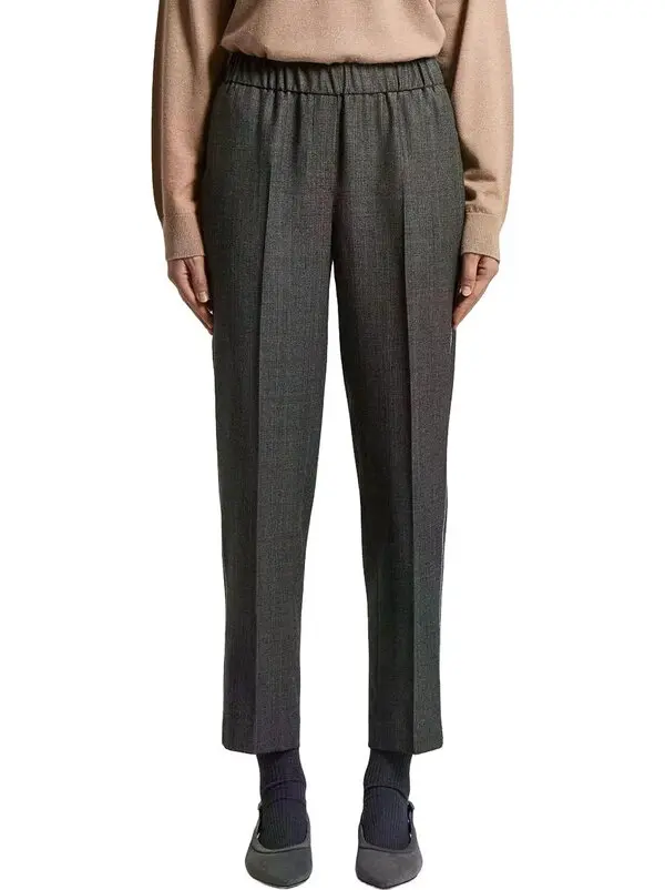 Peserico Check-pattern Elasticated-waist Trousers - Grey