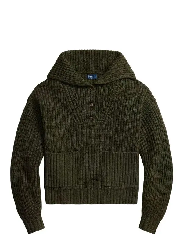 Polo Ralph Lauren Rib-knit Sweater With Flapped Collar - Green