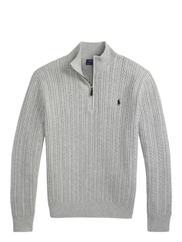 Polo Ralph Lauren Cotton Cable Knit Quarter-zip Sweater - Grey