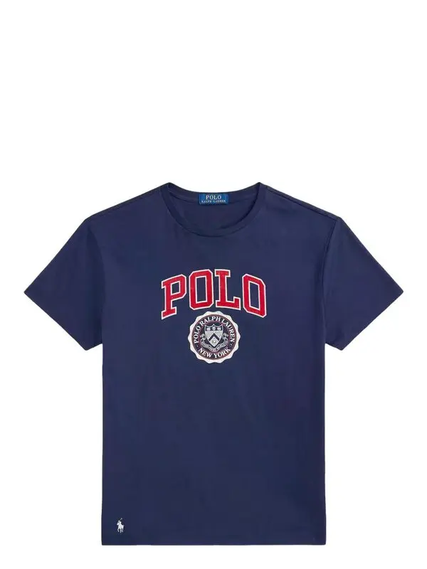 Polo Ralph Lauren Logo-print Flocked T-shirt - Blue