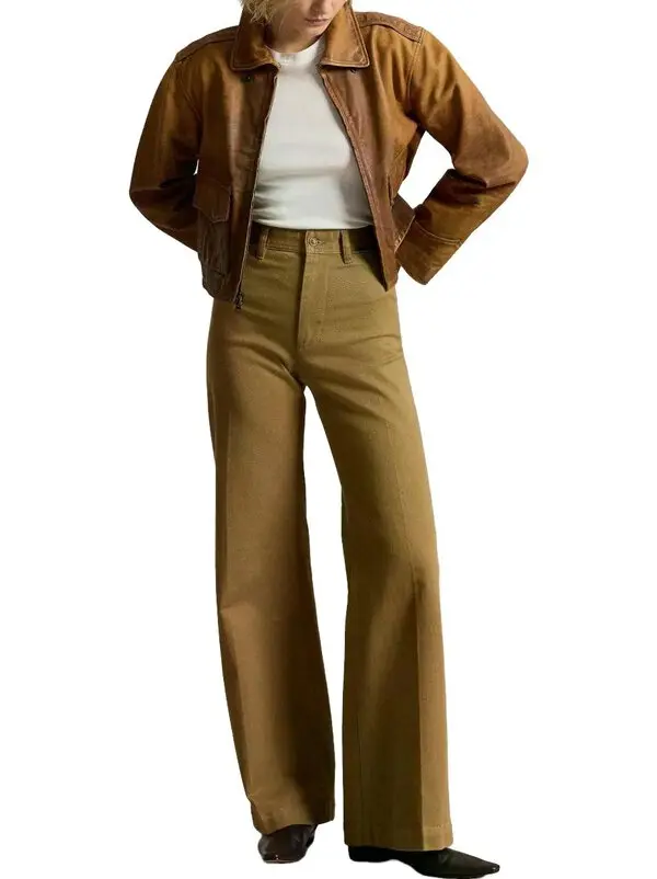 Polo Ralph Lauren Distressed Cropped Leather Jacket - Brown