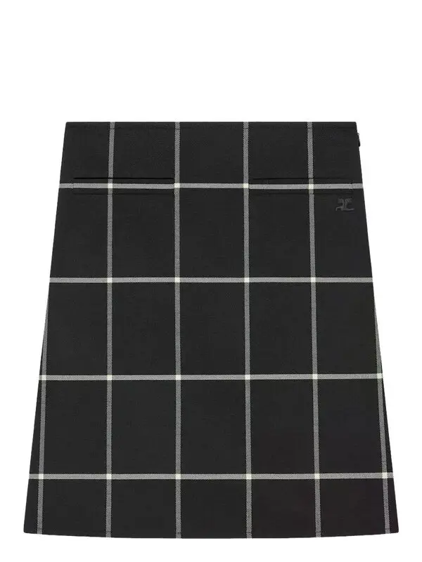 COURREGES Checked A-line Midi Skirt - Black