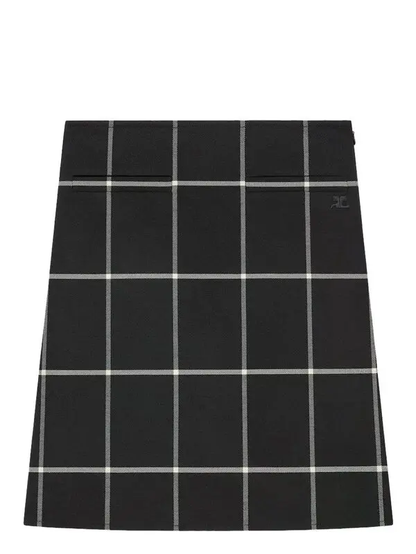 COURREGES Checked A-line Midi Skirt - Black
