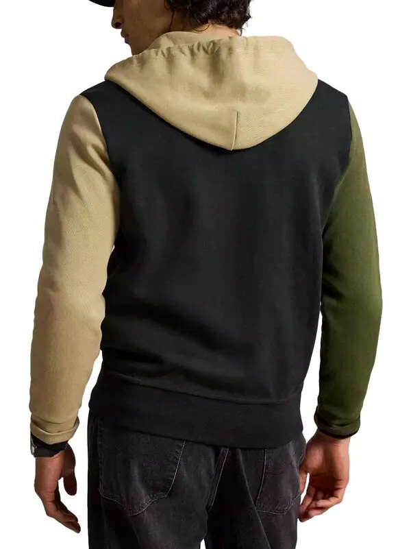 Polo Ralph Lauren Colour-block Logo-embroidered Hoodie - Black