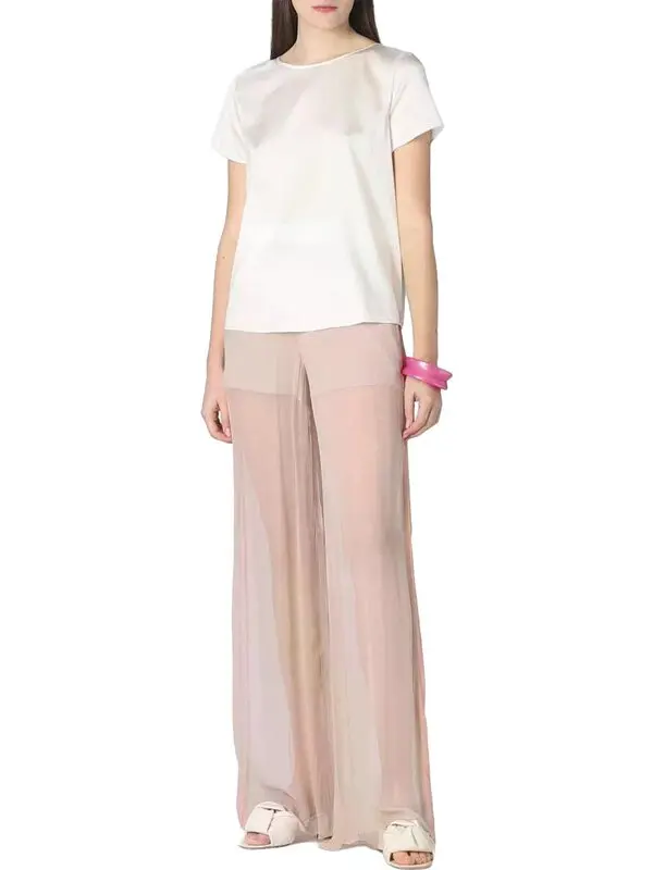 Giorgio Armani Off-white Satin Short-sleeve Blouse - Neutrals