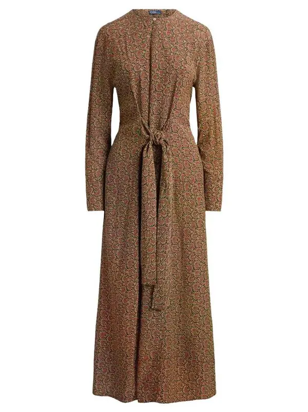 Polo Ralph Lauren Floral-print Tie-waist Midi Dress - Brown