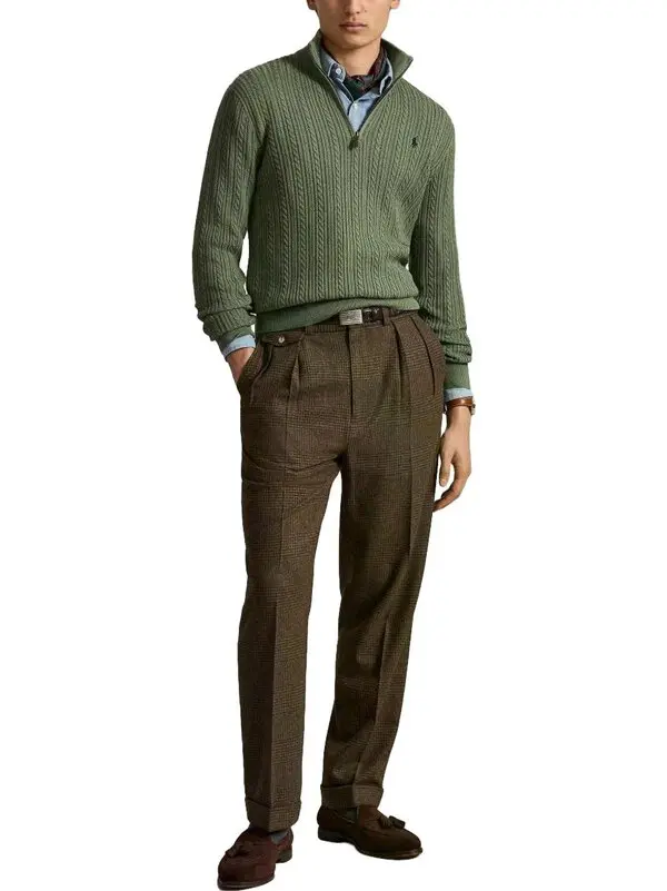 Polo Ralph Lauren Cable-knit Quarter-zip Sweater - Green