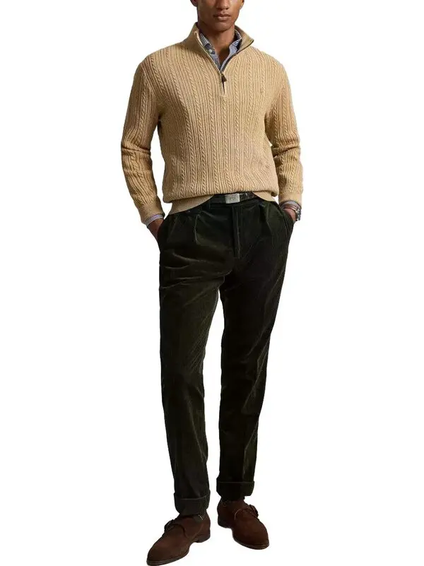 Polo Ralph Lauren Cable Knit Quarter-zip Sweater - Neutrals