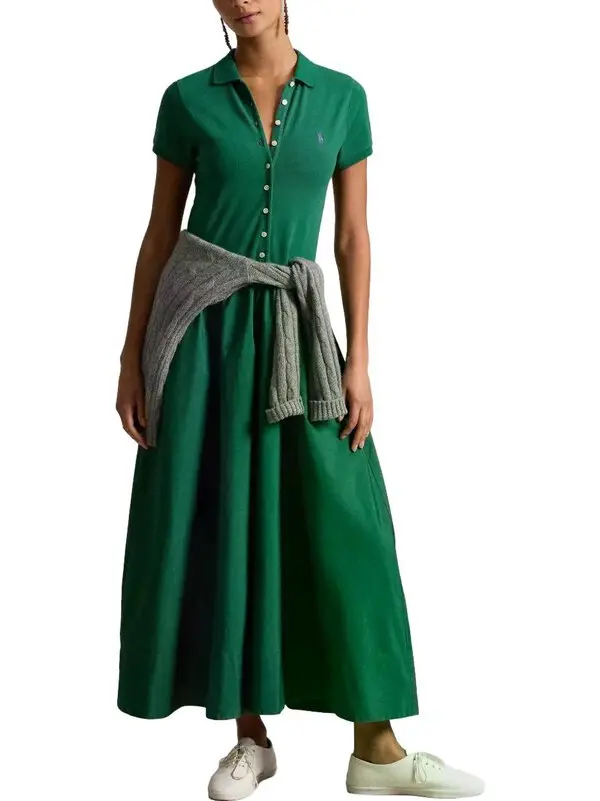 Polo Ralph Lauren Button Midi Dress - Green