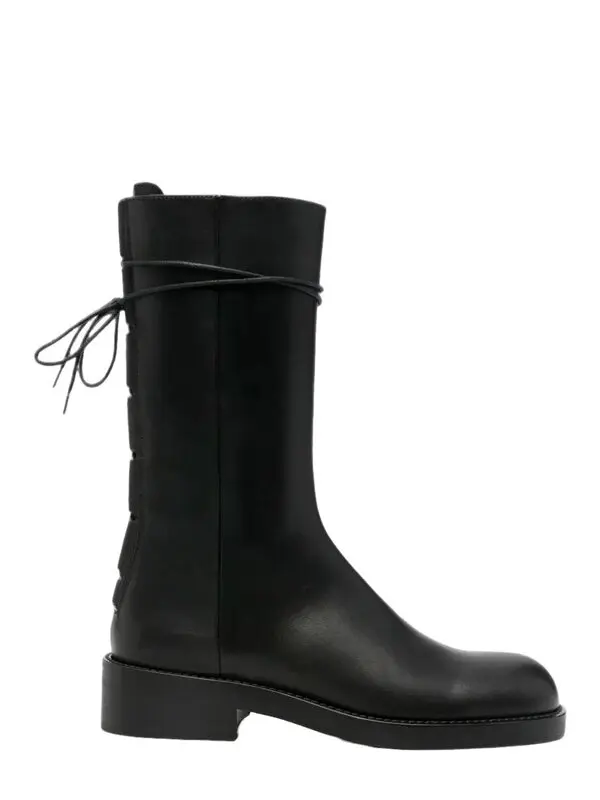 ANGELICA MONTINI Lace-up Leather Boots - Black