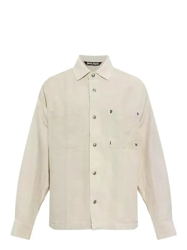 Palm Angels Logo-embroidered Patch-pocket Shirt - Neutrals