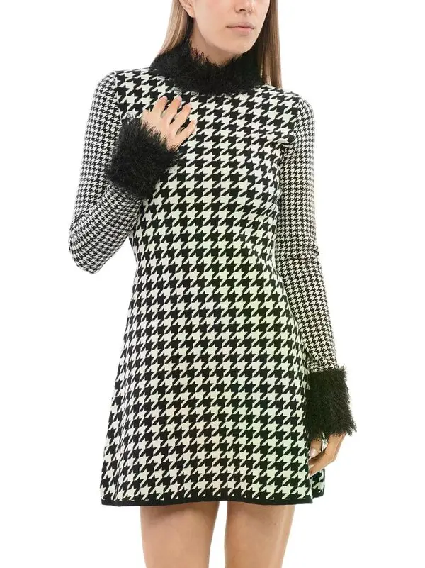 Viktor & Rolf Houndstooth Thread-detail Mini Dress - Black