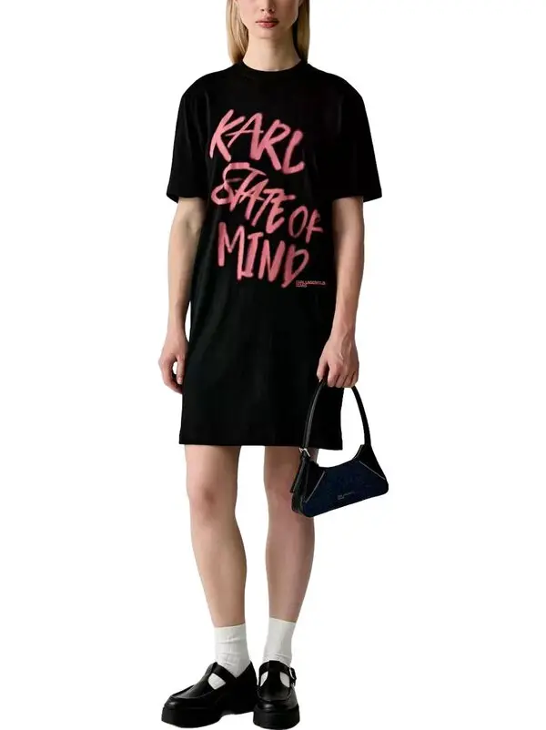 Karl Lagerfeld Slogan Print T-shirt Mini Dress - Black