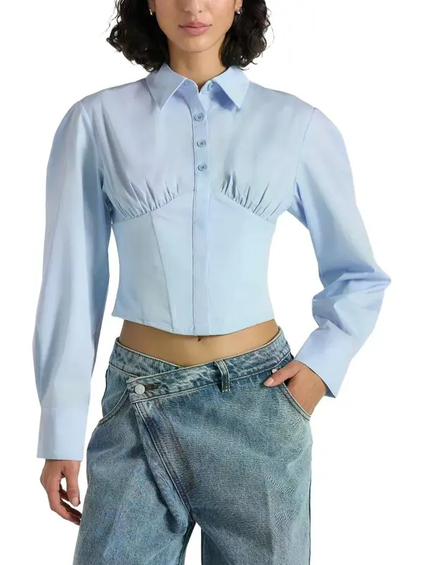 Manière De Voir Margot Corset Cotton Shirt - Blue