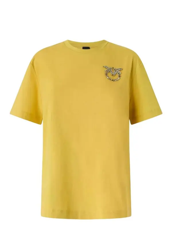 Pinko Love Birds Crystal-embellished T-shirt - Yellow