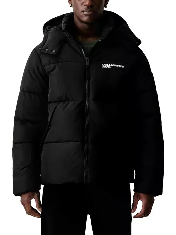 Karl Lagerfeld Hooded Puffer Jacket - Black