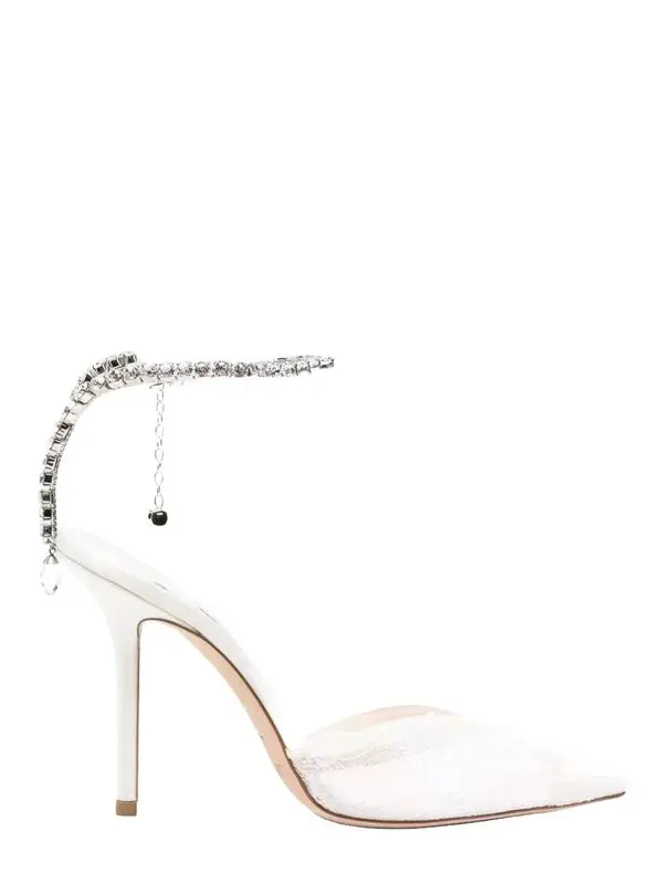JIMMY CHOO Saeda Crystal-embellished Lace Pumps - White