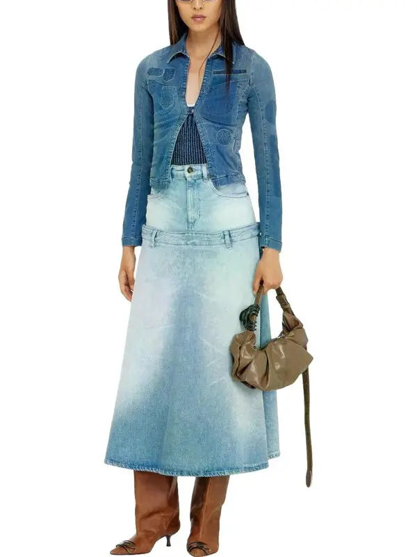 DIESEL® One-button Denim Shirt With Patch Effects - Blue