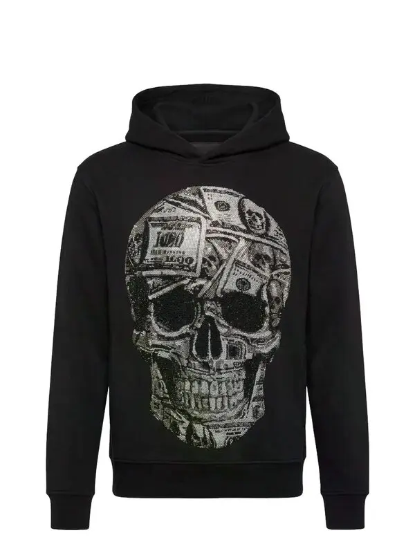 Philipp Plein Crystal-embellished Skull Hoodie - Black