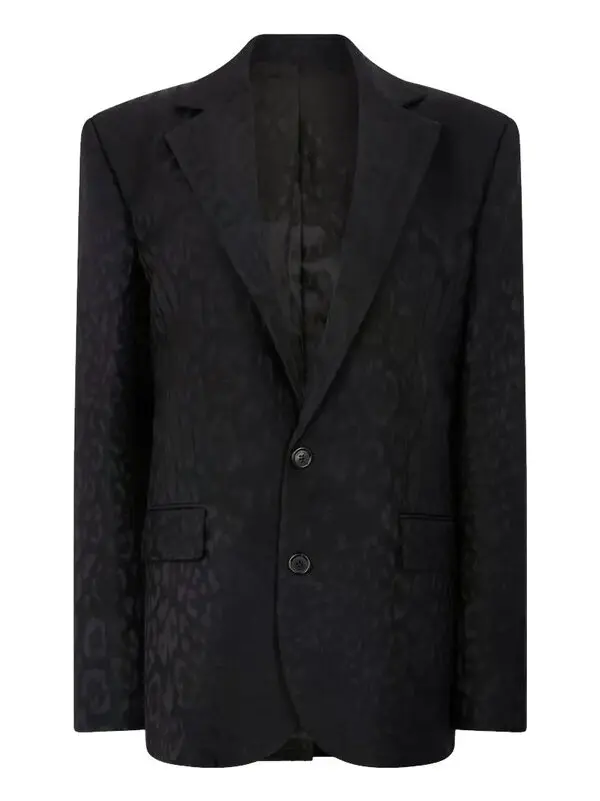Roberto Cavalli Leopard-jacquard Notched-lapel Jacket - Black