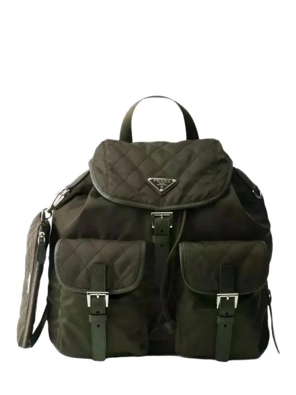 Prada Medium Quilted Re-nylon Backpack With Saffiano Leather Trim - Green