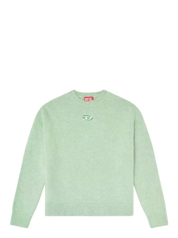 DIESEL® Wool And Alpaca Blend Jumper With Cut-out Oval D Logo - Green